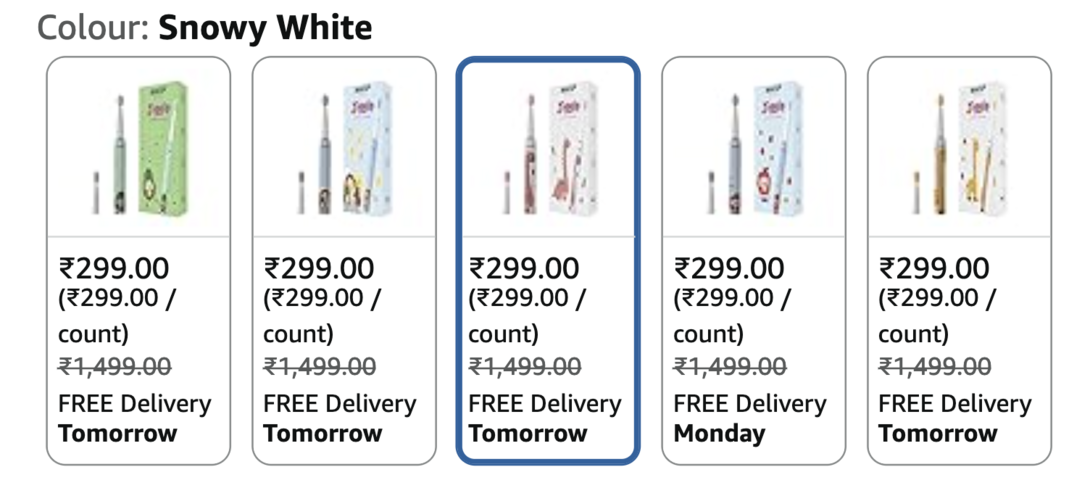 beatXP Jiggle Sonic Electric Toothbrush for Kids with 2 Brush Heads & 3 ...