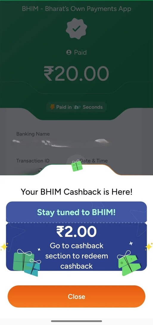 Bhim: 2 UPI lite Transaction, min 20/-+ get up to 20/- (valid 1- 6pm ...
