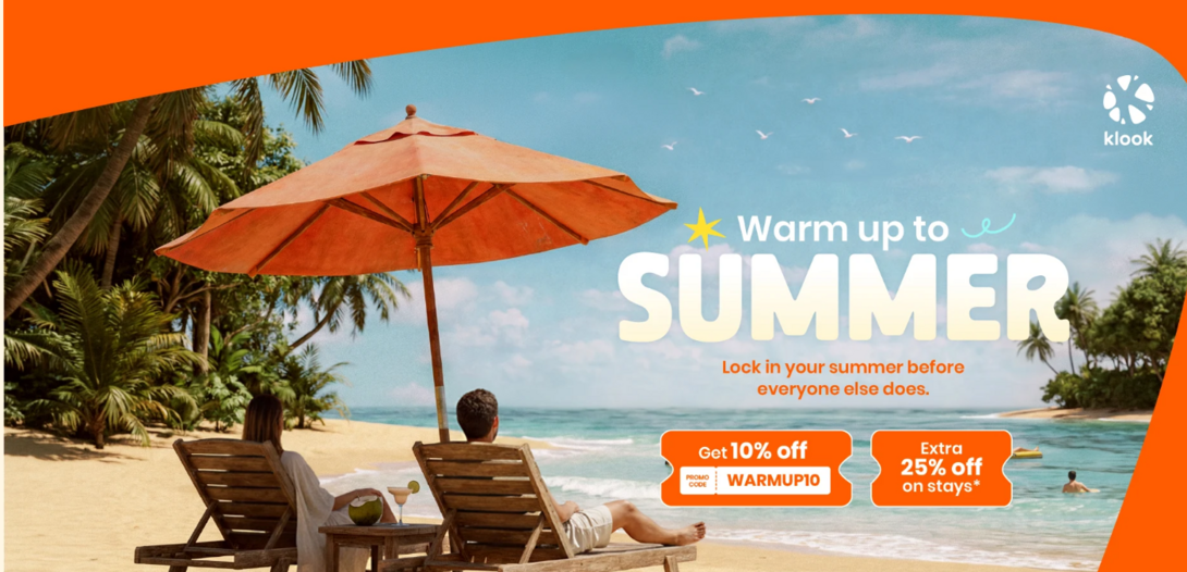 Klook Warm up to Summer - Get 10 Off + Extra 25% Off | Desidime