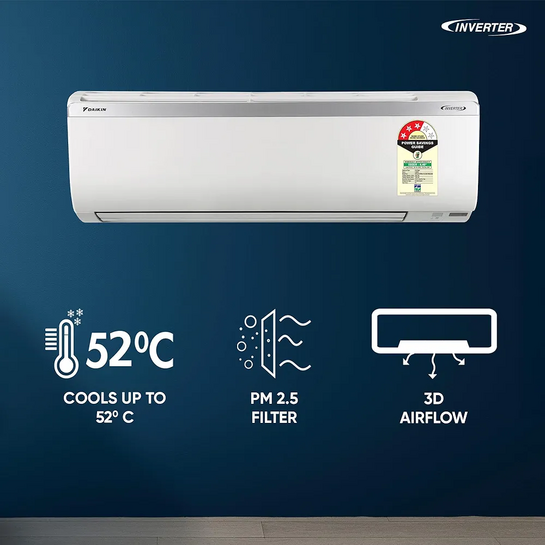 Daikin 1.5 Ton 3 Star, New Star rated, Inverter Split AC (Copper, PM2.5 ...