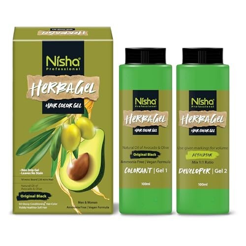 Nisha Herba Care Hair Colour & Beard Colour Gel 200ml (100ml Colorant ...