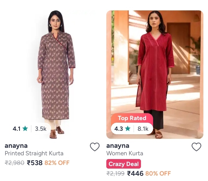 Myntra | Anayna Kurtas | Up to 82% Off | Desidime