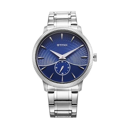 Titan Regalia Opulent Quartz Analog Gradient Blue Dial Silver Stainless ...