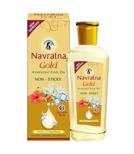 Navratna Gold Ayurvedic Cool Oil | Goodness of Almonds | Non-Sticky and ...