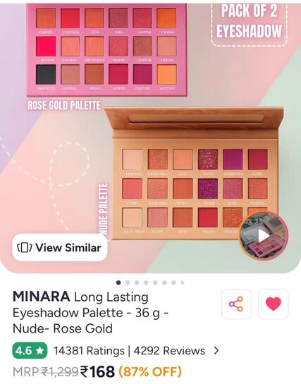 Minara eyeshadow palette combo at just ₹168 | Desidime