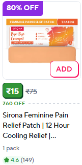 Zepto : Sirona Menstrual Pain Relief Patch Pack of 1 | Desidime