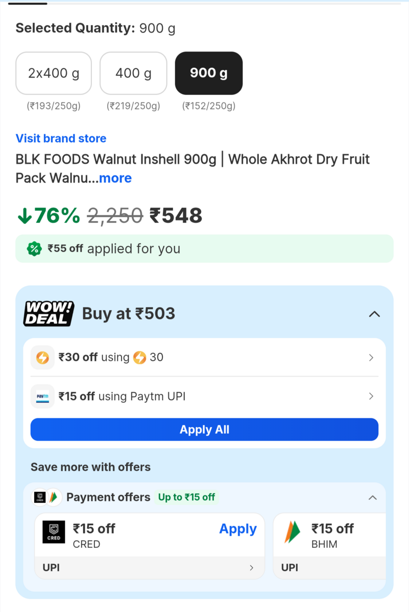 BLK FOODS Walnut Inshell 900g | Whole Akhrot Dry Fruit Pack Walnuts (1 ...