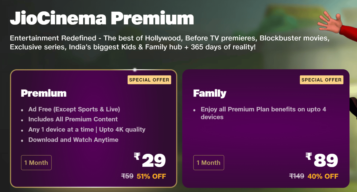 JioCinema Premium New ₹29 & ₹89 Ad-Free Subscription Plans Launched! | DesiDime