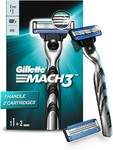Gillette Mach 3 (Handle + 2 Cartridges) Razor for Men,Value Pack with 3 ...