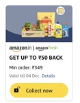 Get Upto 50₹ Cashback on Minimum order ₹349 on Amazon fresh | DesiDime
