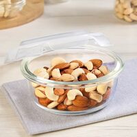 Borosil Klip N Store 320ml Round Glass Food Storage Container with Air ...