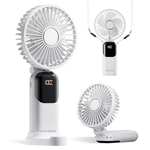 GOCKERA Portable Fan 4200mAh | 5 Speed | Digital Display | 3-in-1 ...