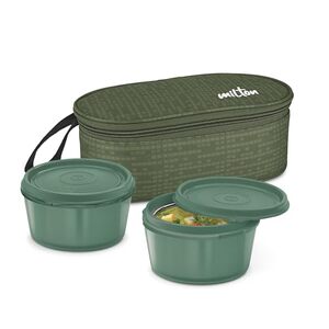 Milton Graze Lunch Box, 2 Round Inner Steel Microwave Safe Containers ...